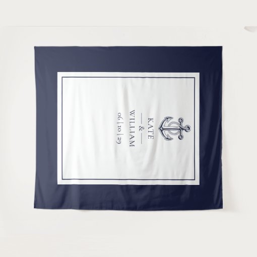 Navy Blue Nautical Wedding Photo Booth Backdrop | Zazzle