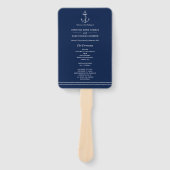 Navy Blue Nautical White Anchor Sea Side Wedding Hand Fan | Zazzle
