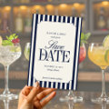 Navy Blue Old Money Preppy Stripe Wedding Save The Date | Zazzle