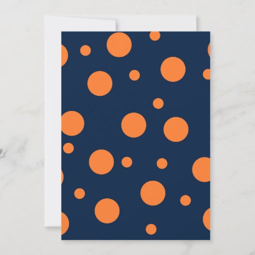 Navy Blue Orange Polka Dot College Trunk Party Invitation | Zazzle