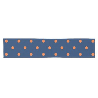Navy Blue & Orange Polka Dots Pattern Short Table Runner | Zazzle