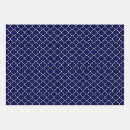 Navy Blue Patterned Wrapping Paper Sheets | Zazzle