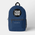 Navy Blue | Personalized Corporate Logo and Text Printed Backpack | Zazzle