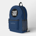 Navy Blue | Personalized Corporate Logo and Text Printed Backpack | Zazzle