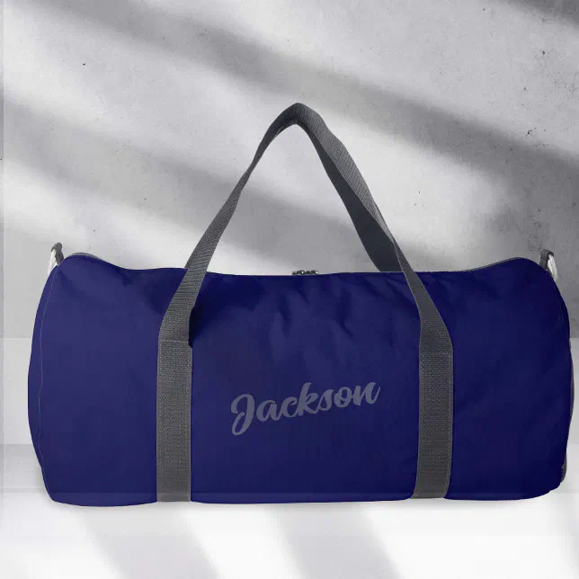 Navy Blue Personalized Name mens Duffle Bag | Zazzle