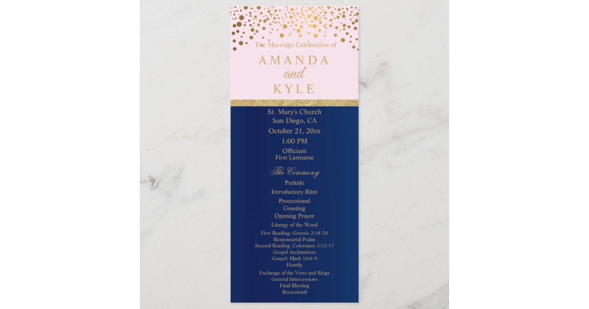 Navy Blue, Pink and Gold - Program | Zazzle.com