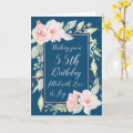 Navy Blue Pink Flowers Happy 55th Birthday Card | Zazzle