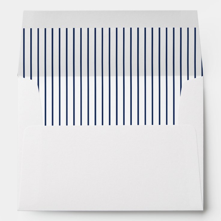Navy Blue pinstriped lined envelope | Zazzle