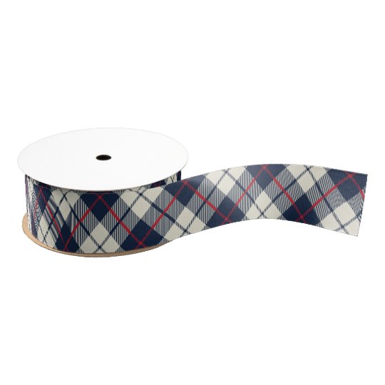 Navy Blue Plaid Pattern Grosgrain Ribbon | Zazzle.com