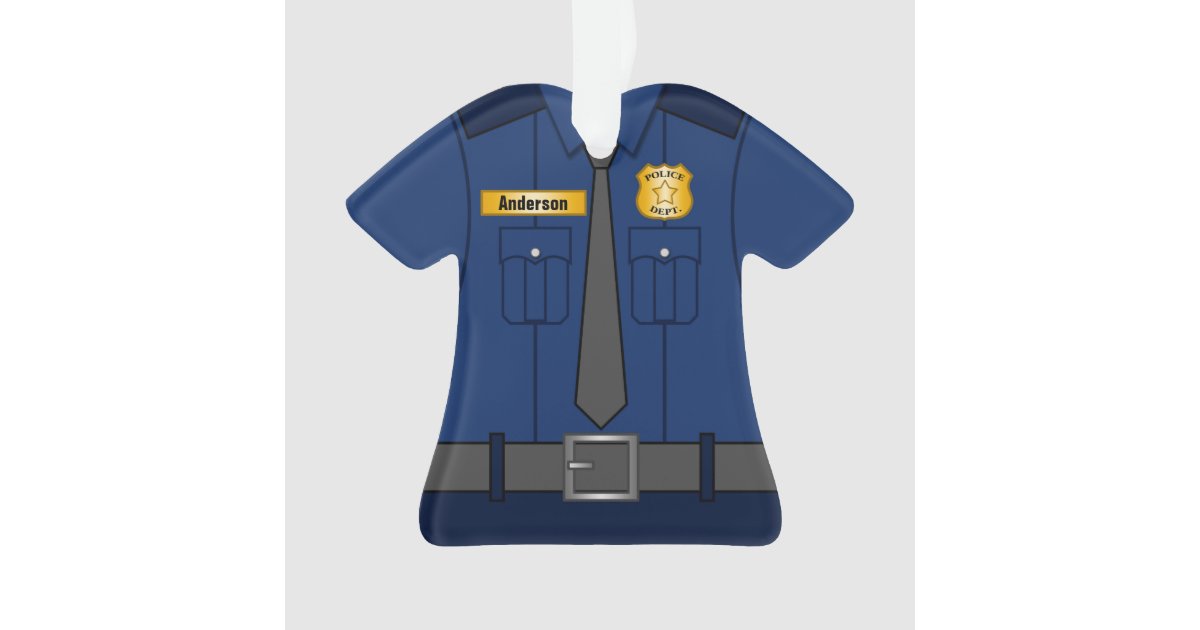 Navy Blue Police Officer Uniform Personalized Ornament | Zazzle