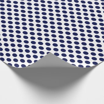 Navy Blue Polka Dot on White Wrapping Paper | Zazzle