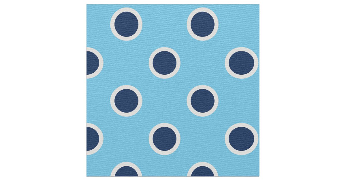 Navy Blue Polka Dot Pattern on Light Blue Fabric | Zazzle