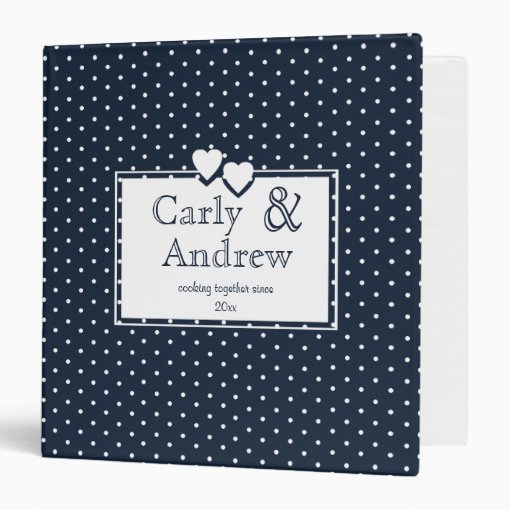 Navy Blue Polka Dot Recipe Binder | Zazzle