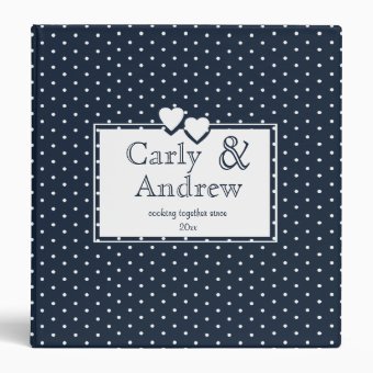 Navy Blue Polka Dot Recipe Binder | Zazzle