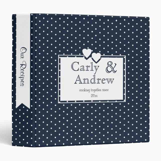 Navy Blue Polka Dot Recipe Binder | Zazzle