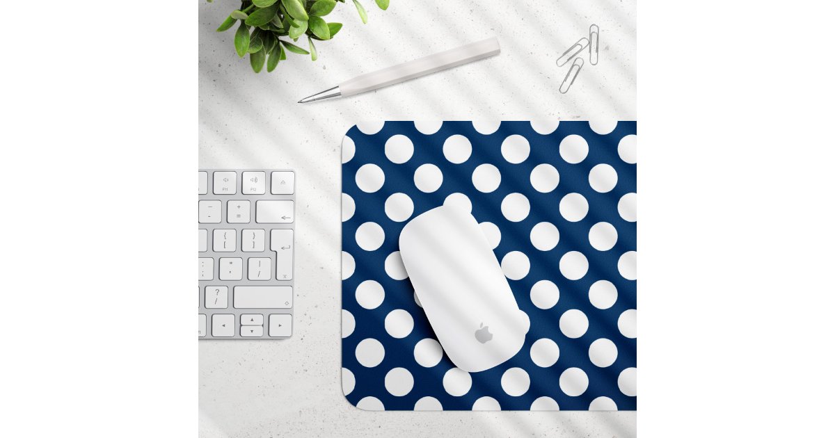 Navy Blue Polka Dots, Polka Dot Pattern, Dots Mouse Pad | Zazzle