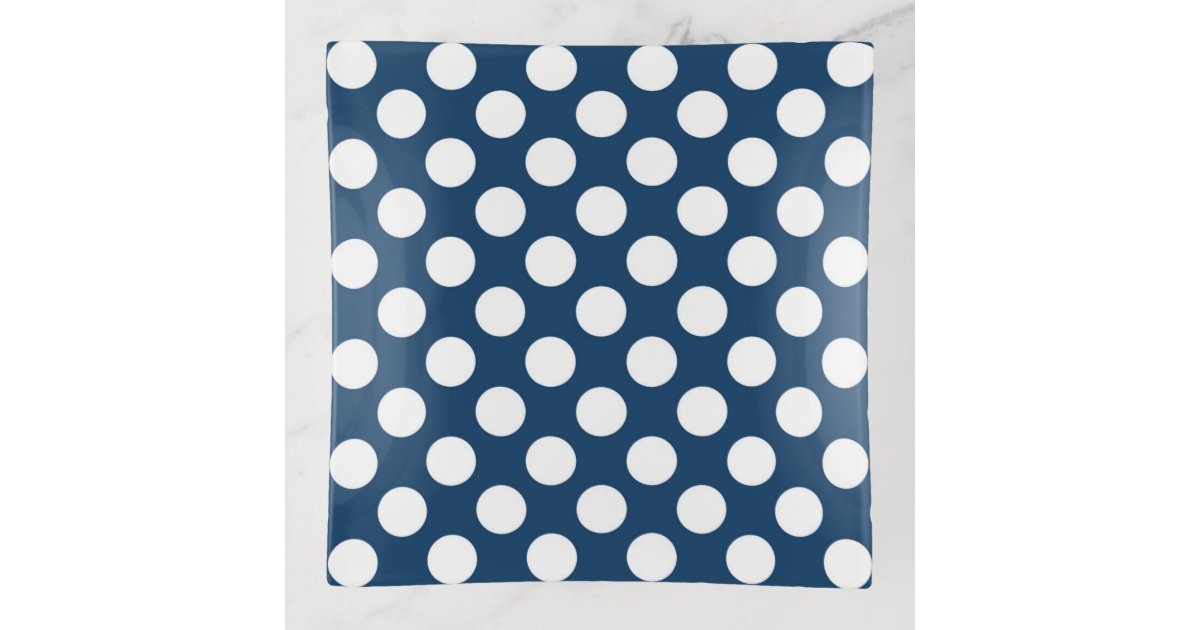 Navy Blue Polka Dots, Polka Dot Pattern, Dots Trinket Tray | Zazzle