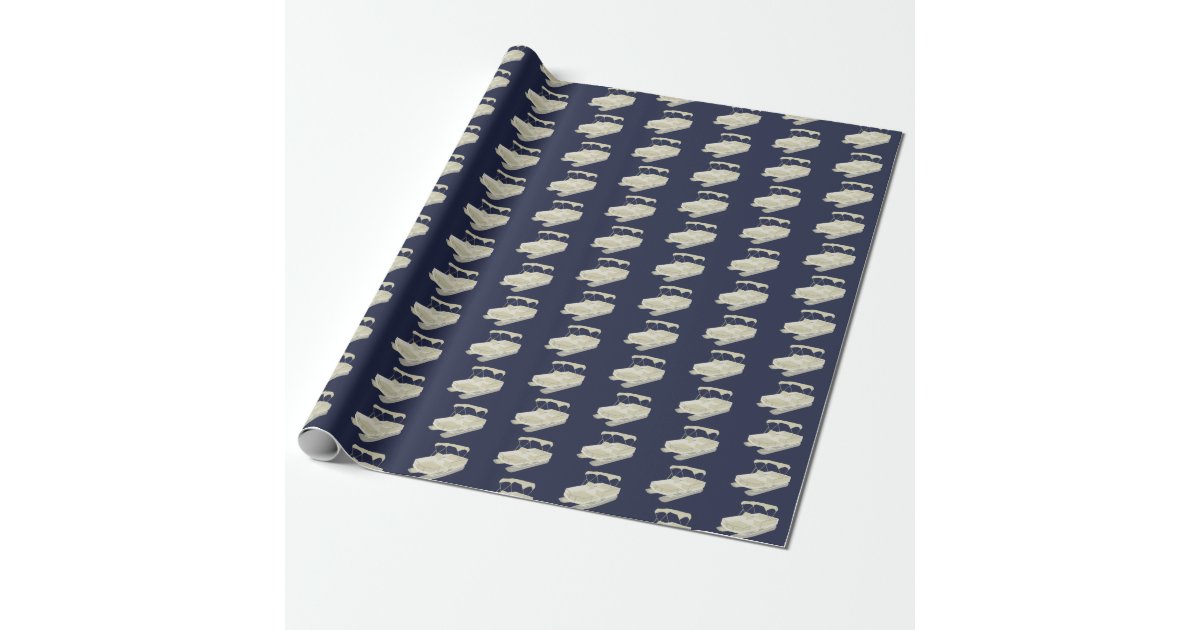 Navy Blue Pontoon Boat Wrapping Paper | Zazzle