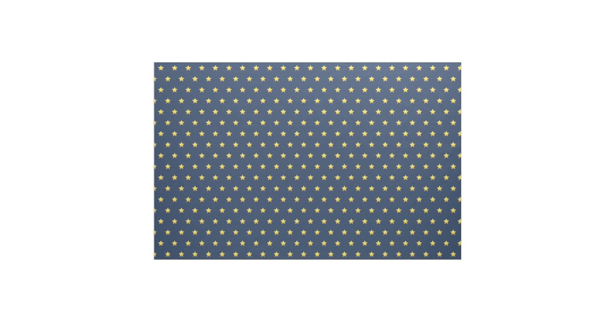 Navy Blue Printed Fabric with Nautical Gold Stars | Zazzle