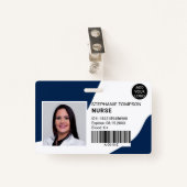 Navy blue professional nurse photo logo code badge | Zazzle