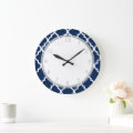 Navy Blue Quatrefoil Pattern Large Clock | Zazzle