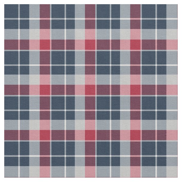 Red, Navy Blue, and Grey Plaid Fabric | Zazzle