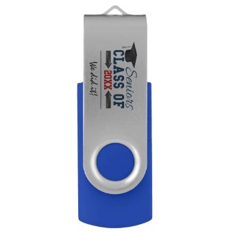 Navy Blue Red Typography Graduation USB Flash Drive | Zazzle