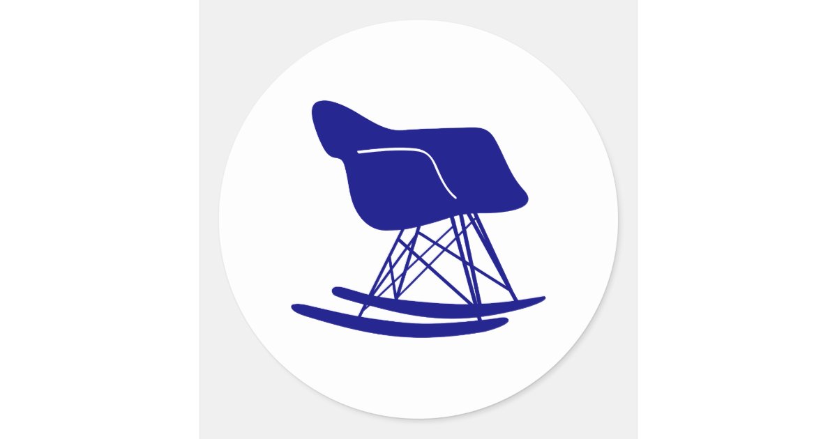 Navy Blue Rocking Chair Mid Century Modern Sticker | Zazzle