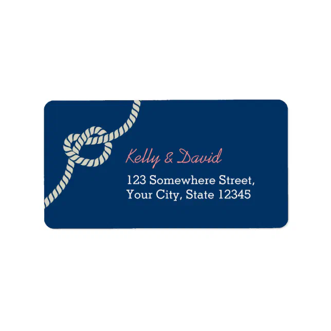 Navy Blue Rope Knot Nautical Wedding Label | Zazzle