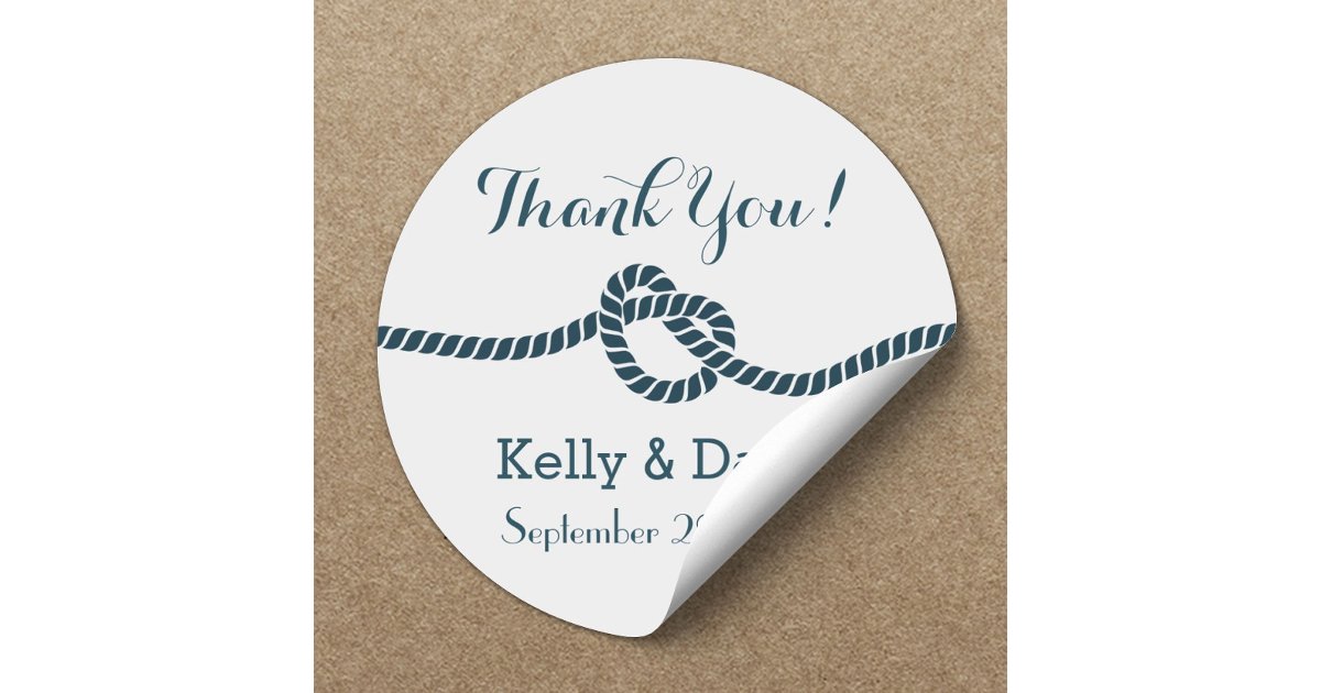 Navy Blue Rope Knot Wedding Favor Stickers | Zazzle
