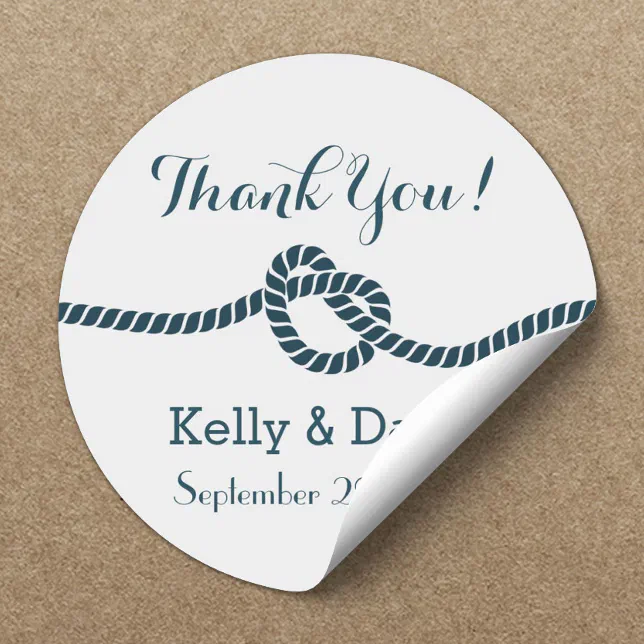 Navy Blue Rope Knot Wedding Favor Stickers | Zazzle