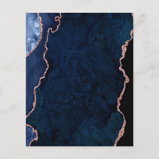 navy blue rose gold agate rehearsal dinner | Zazzle