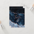 Navy Blue Rose Gold Agate Table Number Seating | Zazzle