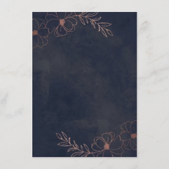 Navy Blue & Rose Gold Foil Floral Border Dinner Menu | Zazzle