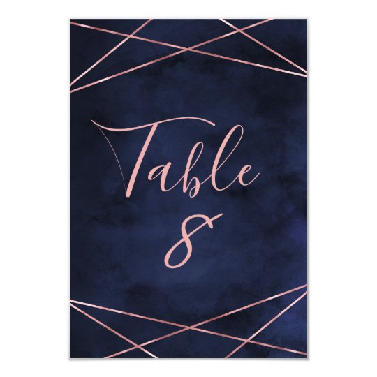 Navy Blue & Rose Gold Geometric Table Numbers | Zazzle.com