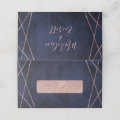 Navy Blue & Rose Gold Geometric Table Seating Place Card | Zazzle