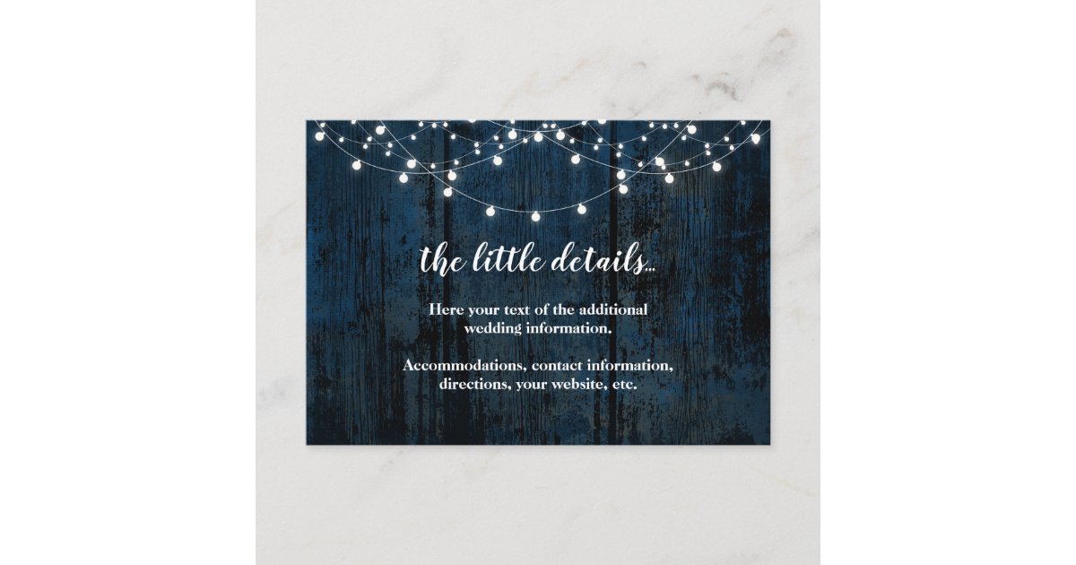 Navy Blue Rustic Wood Enclosure Card | Zazzle