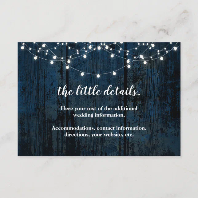 Navy Blue Rustic Wood Enclosure Card | Zazzle