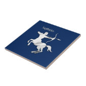 Navy Blue Sagittarius Zodiac Tile | Zazzle