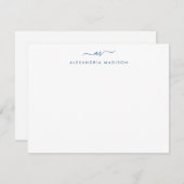Navy Blue Script Monogram Modern Swash Stationery Note Card | Zazzle