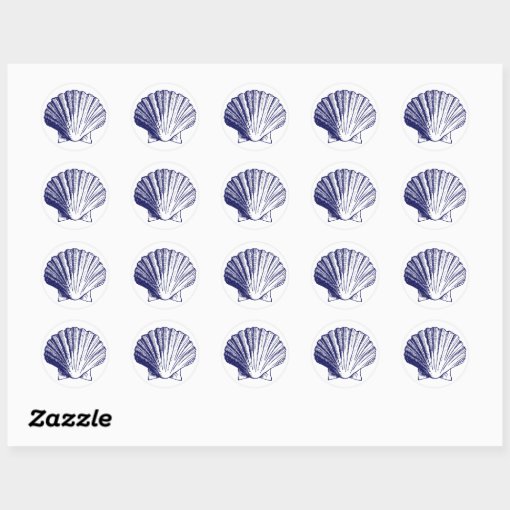 Navy Blue Sea Shell Sticker | Zazzle