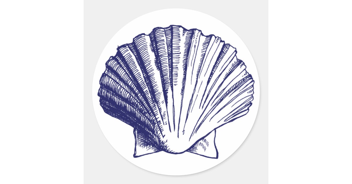 Navy Blue Sea Shell Sticker | Zazzle