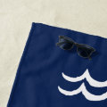 Navy Blue Seas the Day Waves Nautical Beach Towel | Zazzle