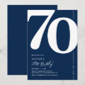 Navy Blue Seventy 70th Birthday Party Invitation | Zazzle