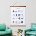 Navy Blue Shapes Educational Classroom Decor Hanging Tapestry | Zazzle