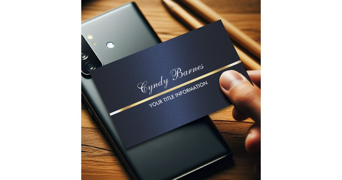 Navy Blue Shimmer with Gold Business Card | Zazzle
