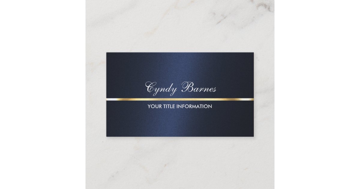 Navy Blue Shimmer with Gold Business Card | Zazzle
