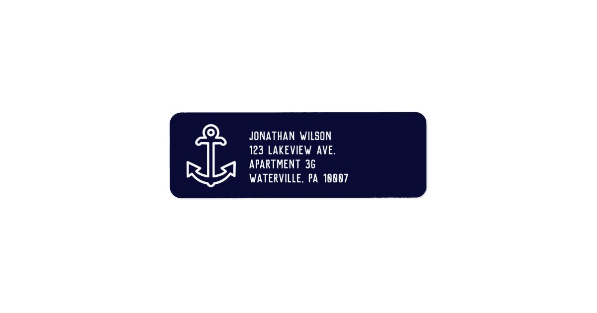 Navy Blue Ship Anchor Return Address Labels | Zazzle