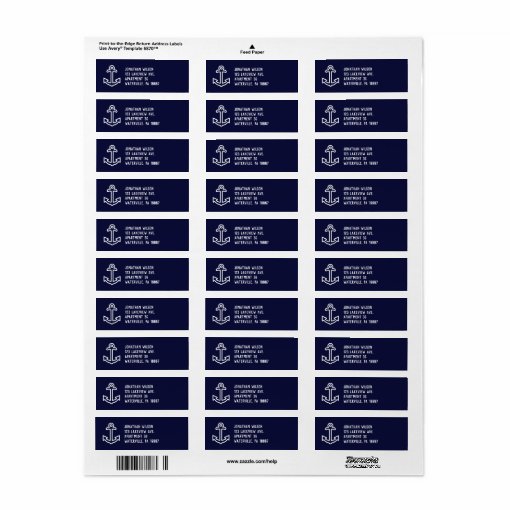 Navy Blue Ship Anchor Return Address Labels | Zazzle