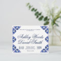 Navy Blue Side Border Wedding Invitation Postcard | Zazzle